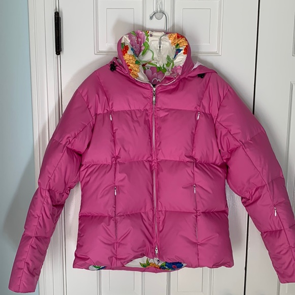 Skea | Jackets & Coats | Skea Brand Pink And Floral Puffer Ski Jacket ...